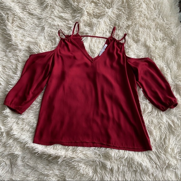 Collective Concepts | Tops | Red Cold Shoulder Blouse | Poshmark